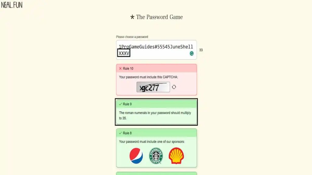 Regla 9 DThe Password Game N meros Romanos Que Se Multiplican Por 35